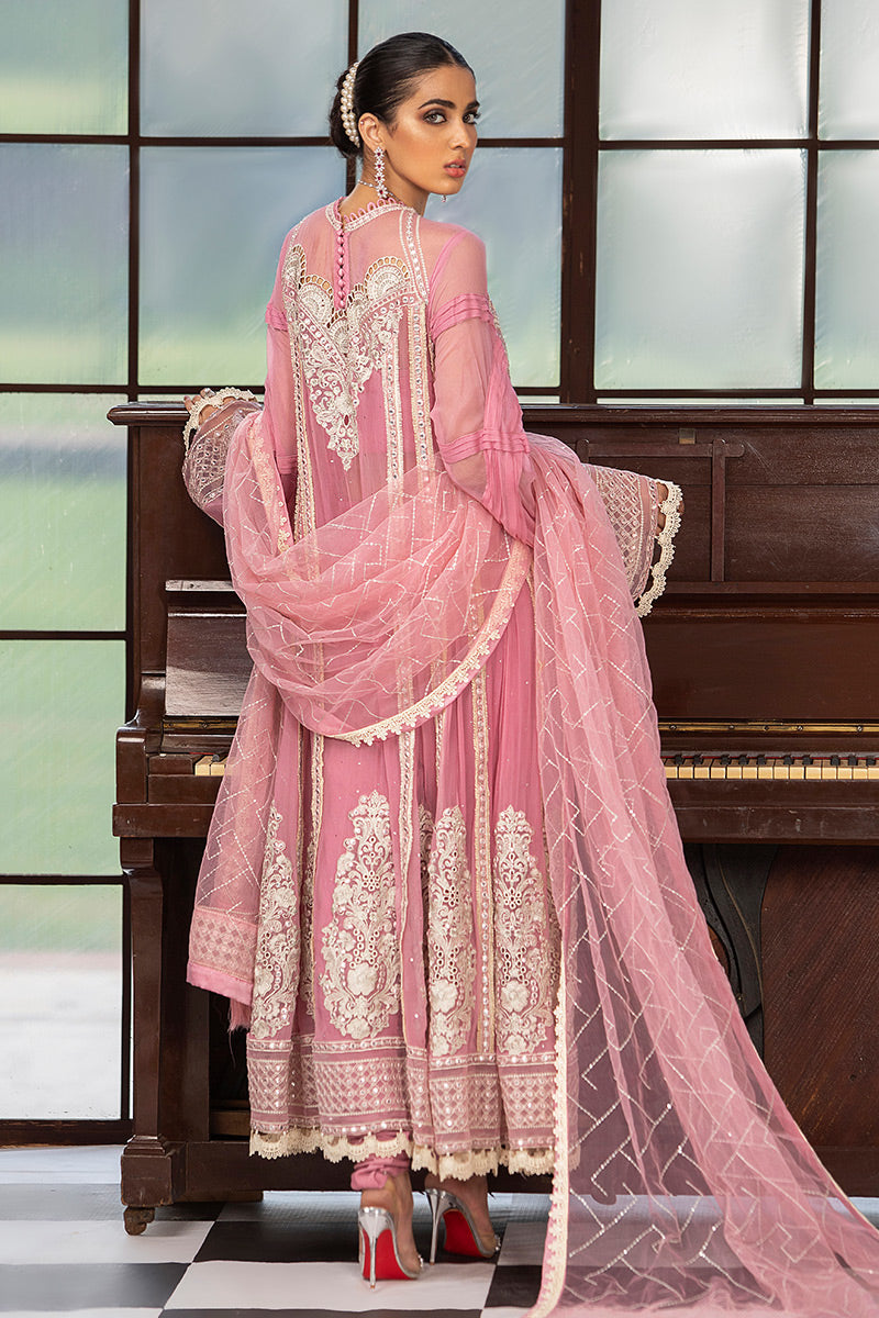 Designer Chiffon Party Frock in Pink Color – Nameera by Farooq