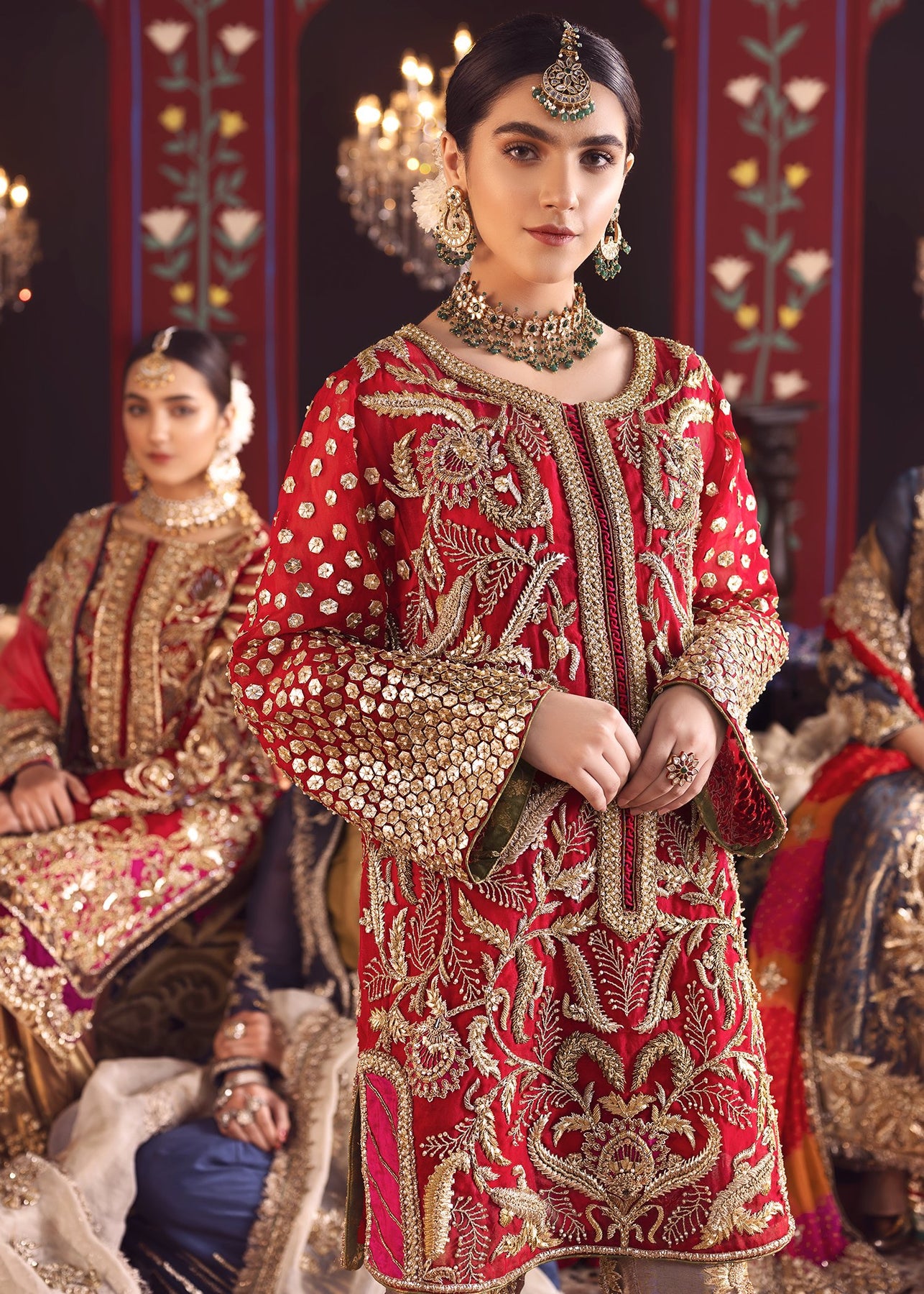 Designer Wedding Party Outfit in Red Color – Nameera by Farooq