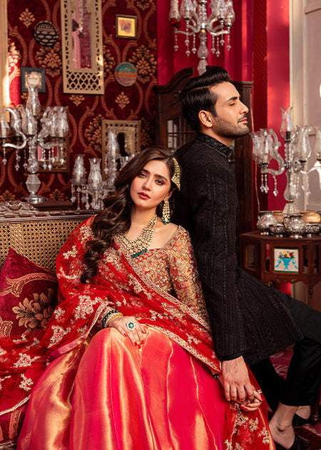 Designer Wedding Red Dulhan Dress in Long Anarkali Frock Style ...