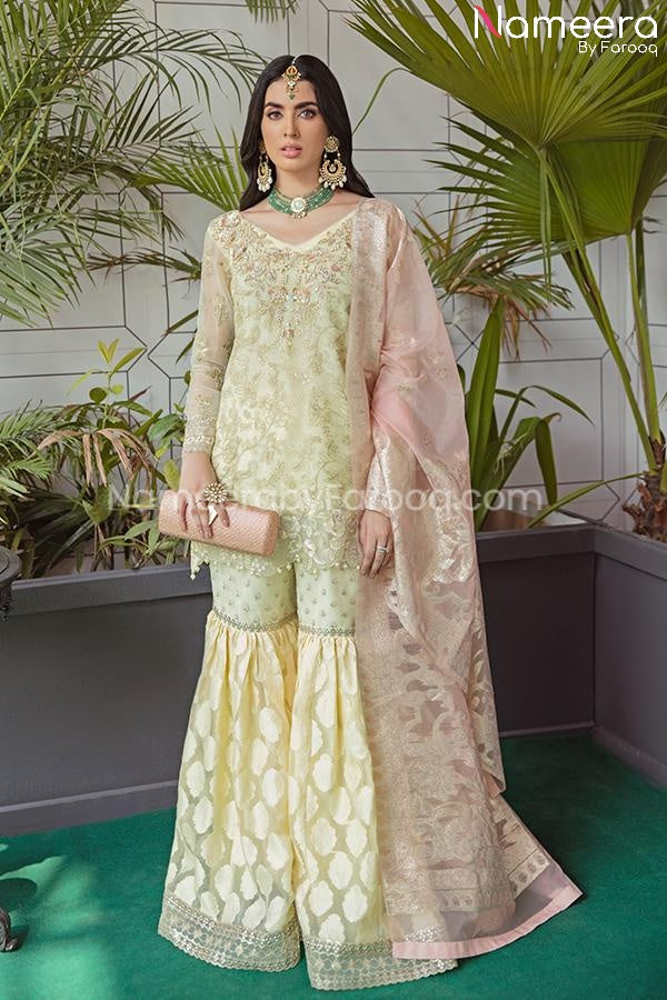 Elegant Dress Online Pakistani in Lime Color Designer Online – Nameera ...