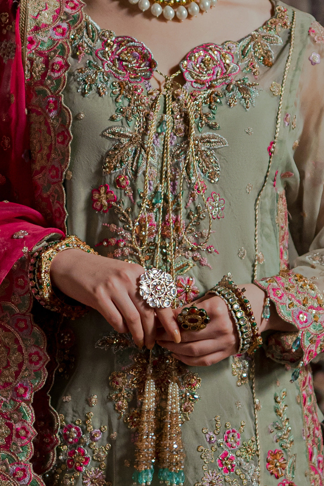 Embellished Pakistani Kameez and Wedding Sharara Dress – Nameera by Farooq