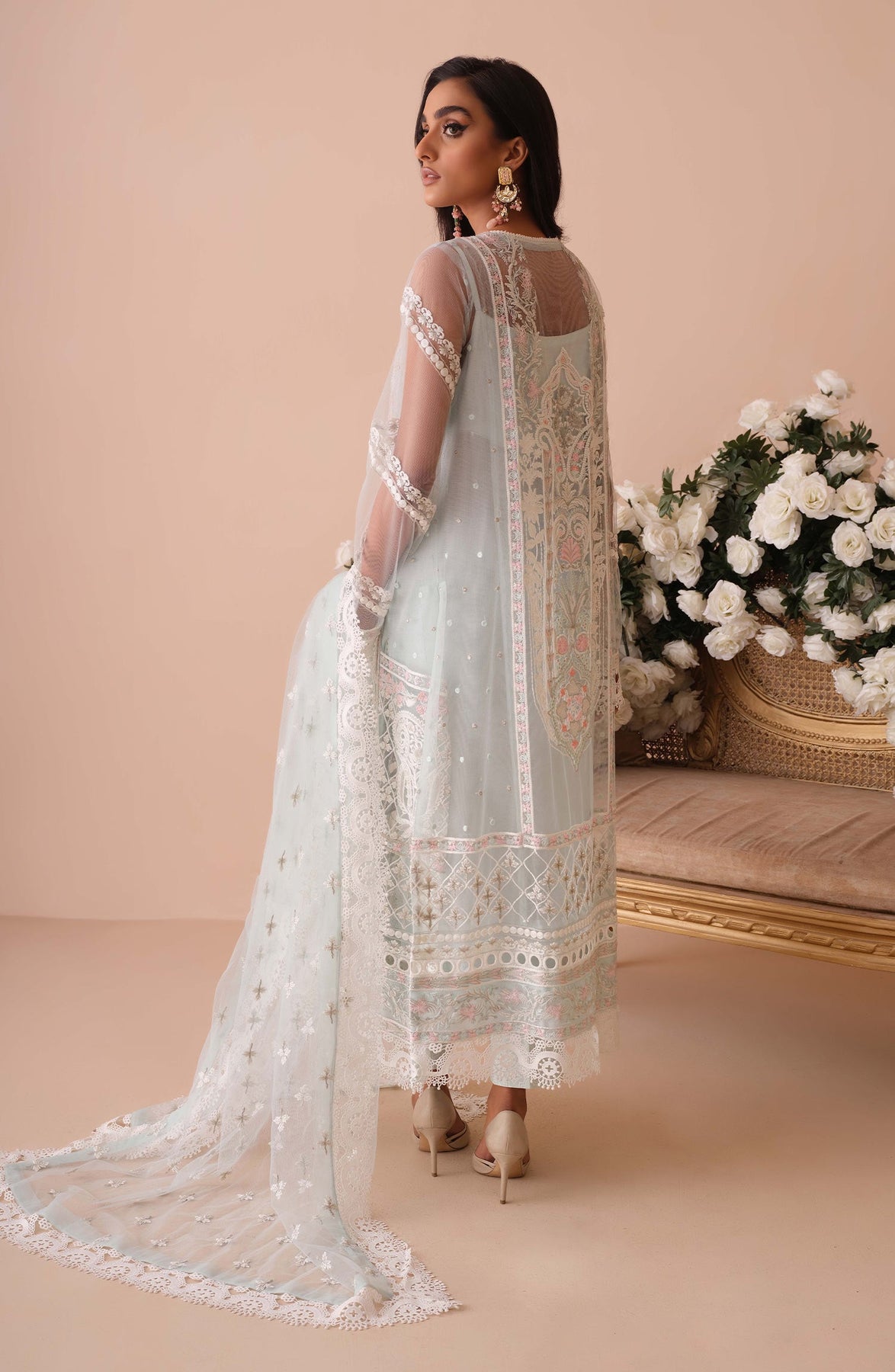 Embroidered Pakistani Net Salwar Kameez and Dupatta Dress – Nameera by ...