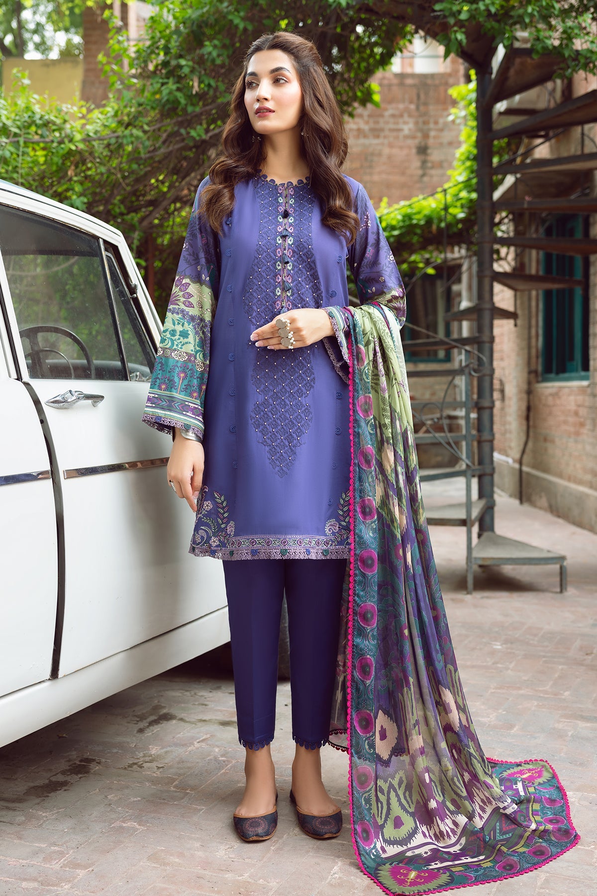 Elegant Lawn Kameez Trouser Dupatta Pakistani Eid Dress – Nameera by Farooq