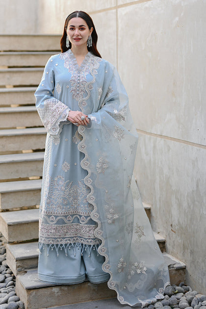 Elegant Pakistani Blue Dress in Kameez Trouser Style – Nameera by Farooq