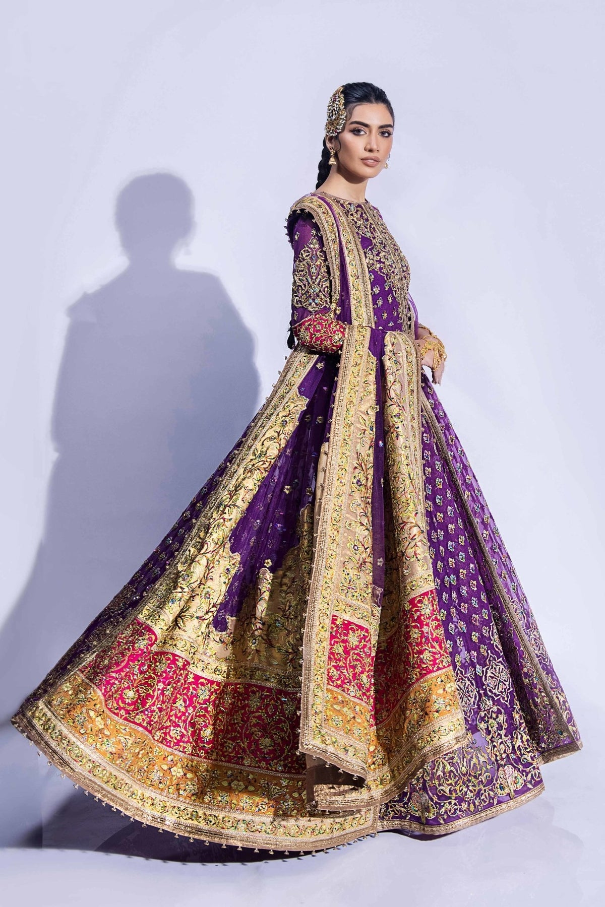 Pakistani Mehndi Dress in Jacket and Sharara Style – Nameera by Farooq