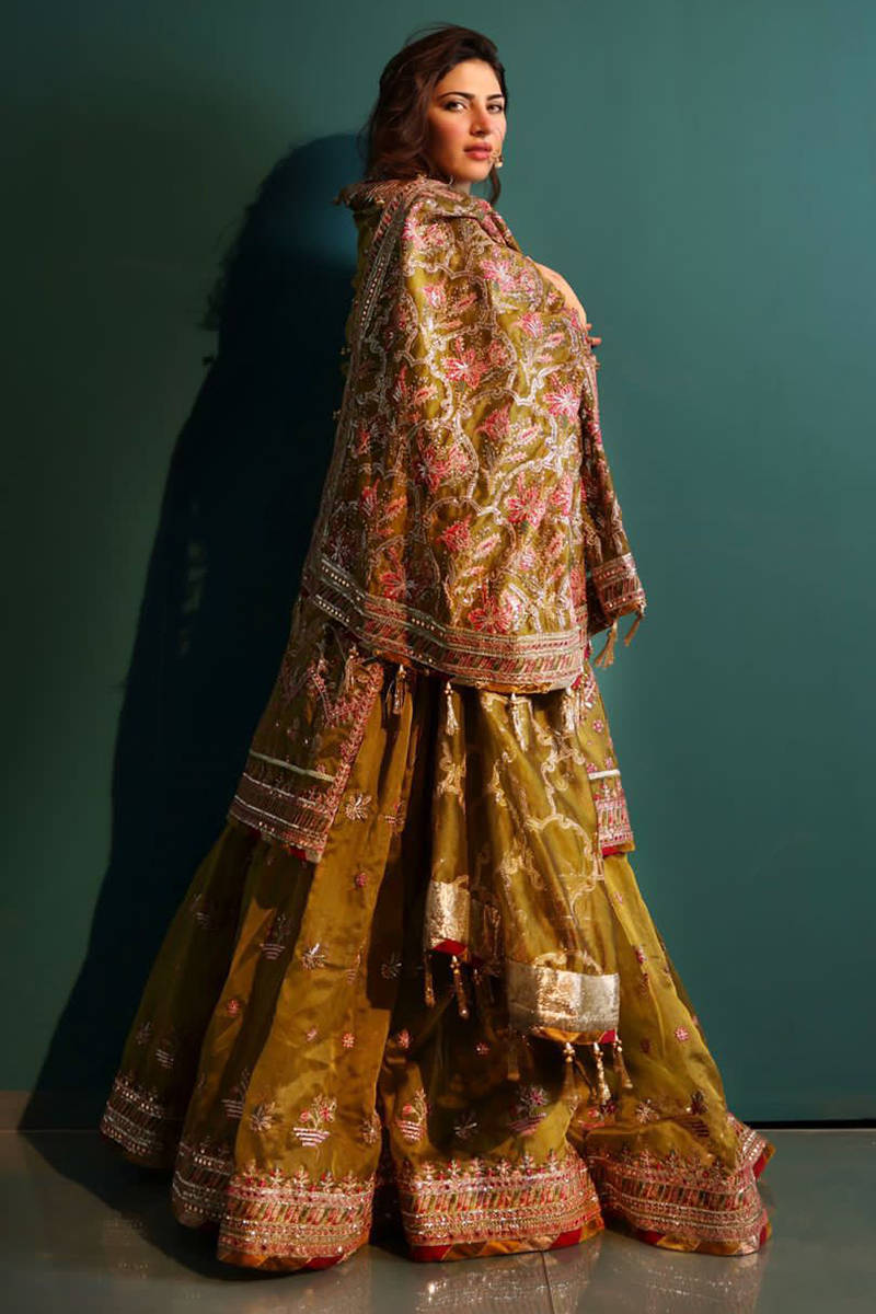 Pakistani Wedding Gharara Kameez and Dupatta Dress – Nameera by Farooq