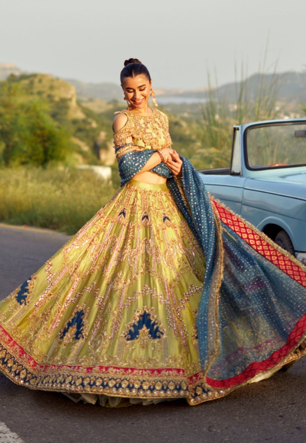 Embellished Indian Wedding Lehenga Choli and Dupatta – Nameera by Farooq