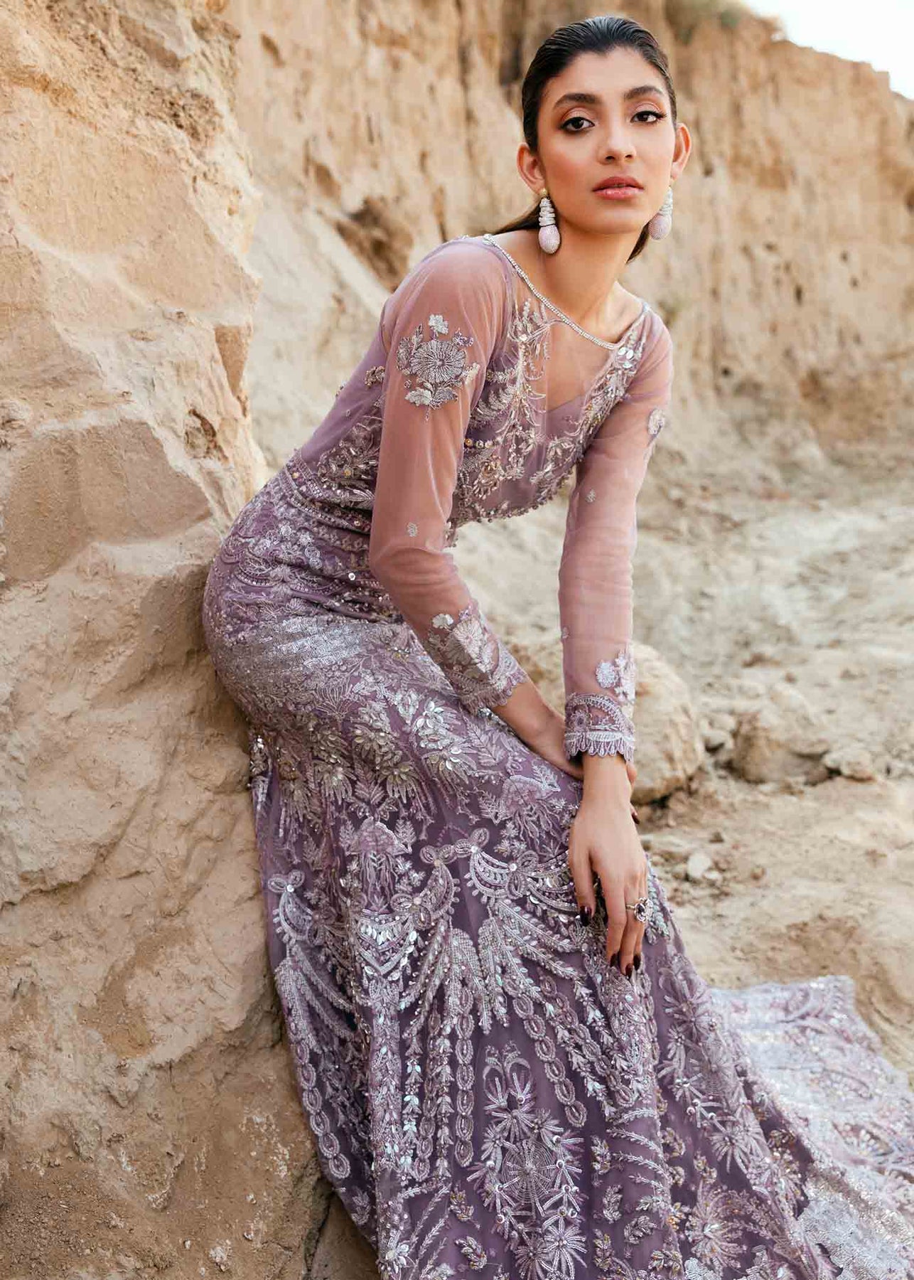 Embellished Light Purple Lehenga Combination in Net Organza – Nameera ...