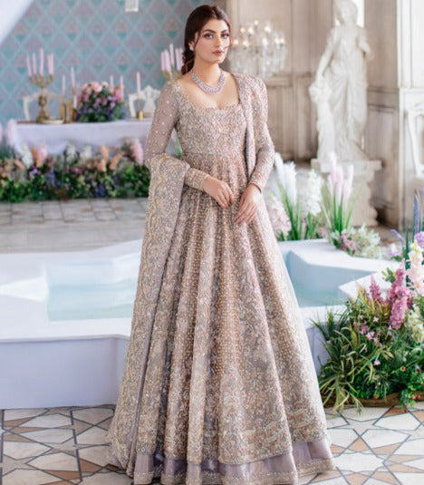 Embellished Lilac Lehenga Gown Pakistani Bridal Wear – Nameera by Farooq