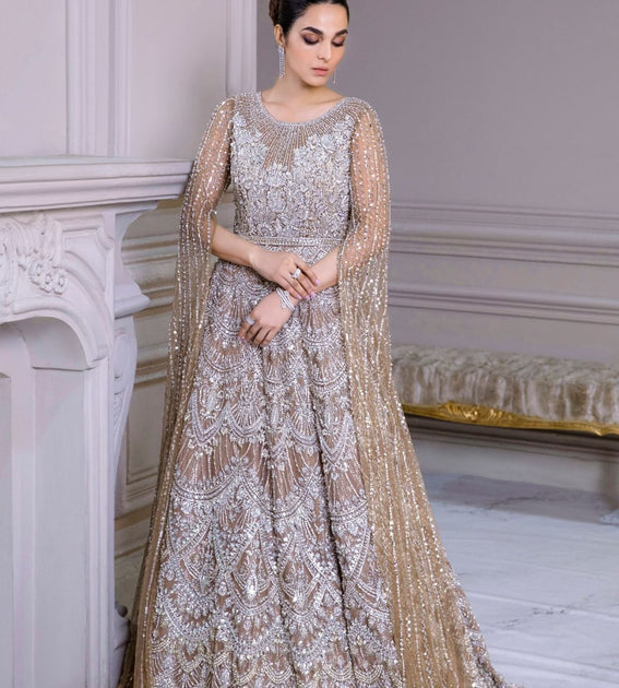 Embellished Pakistani Bridal Maxi Dress for Wedding – Nameera by Farooq