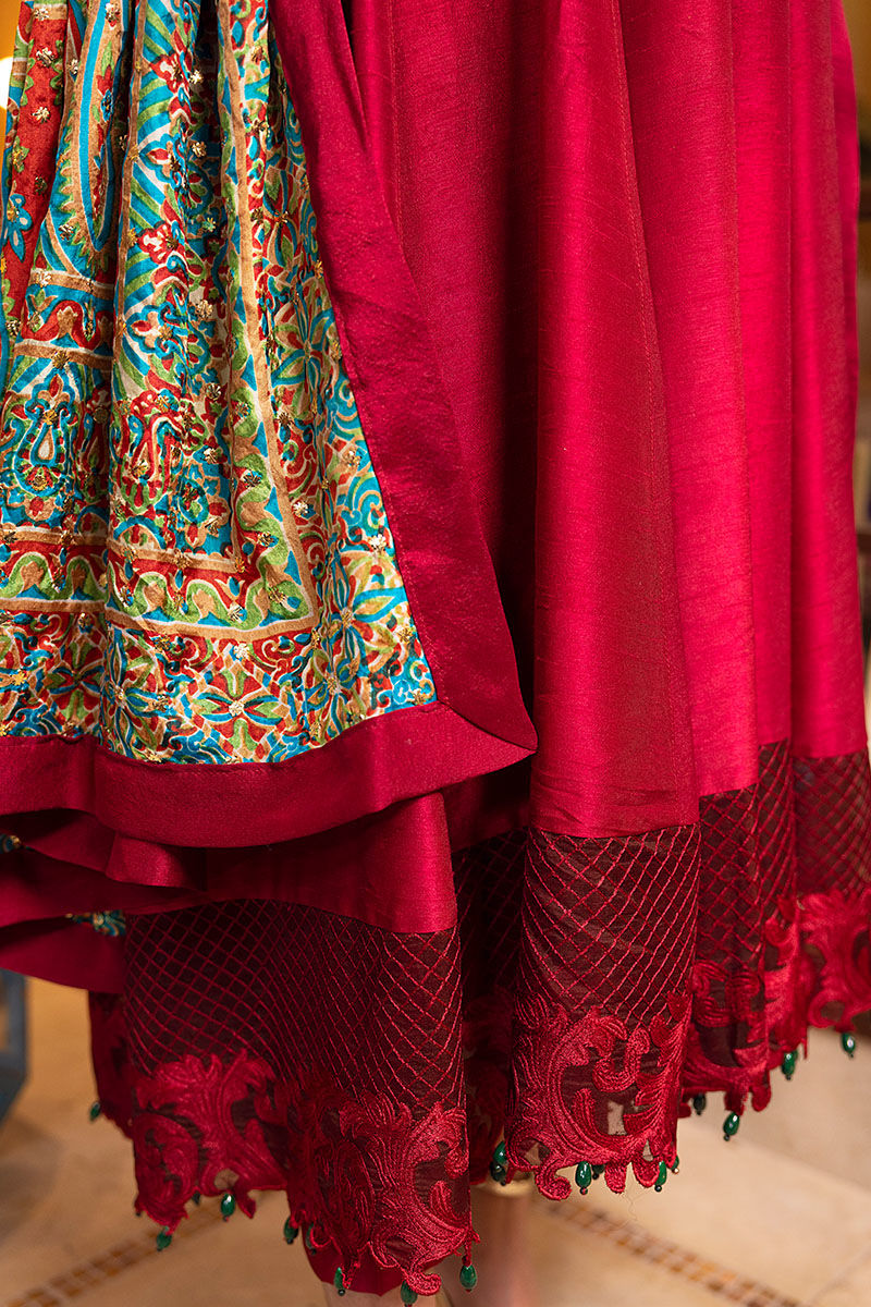 Embellished Red Long Frock Dupatta Pakistani Party Dresses – Nameera by ...