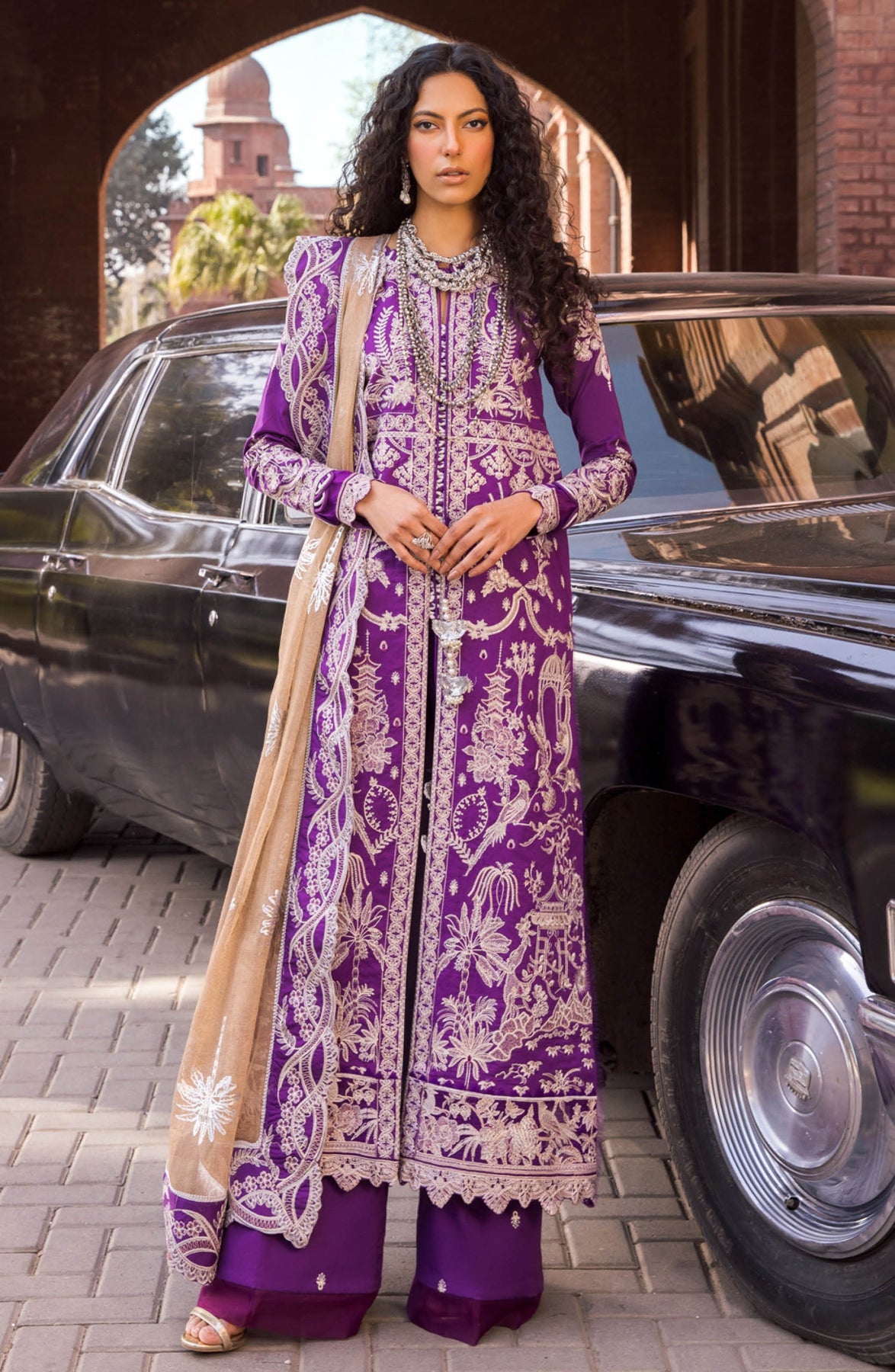Embroidered Kameez and Trouser Purple Dress Pakistani – Nameera by Farooq