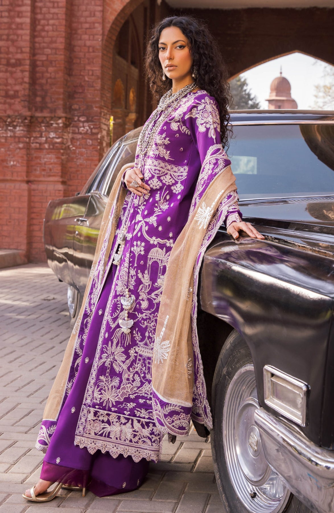 Embroidered Kameez and Trouser Purple Dress Pakistani – Nameera by Farooq