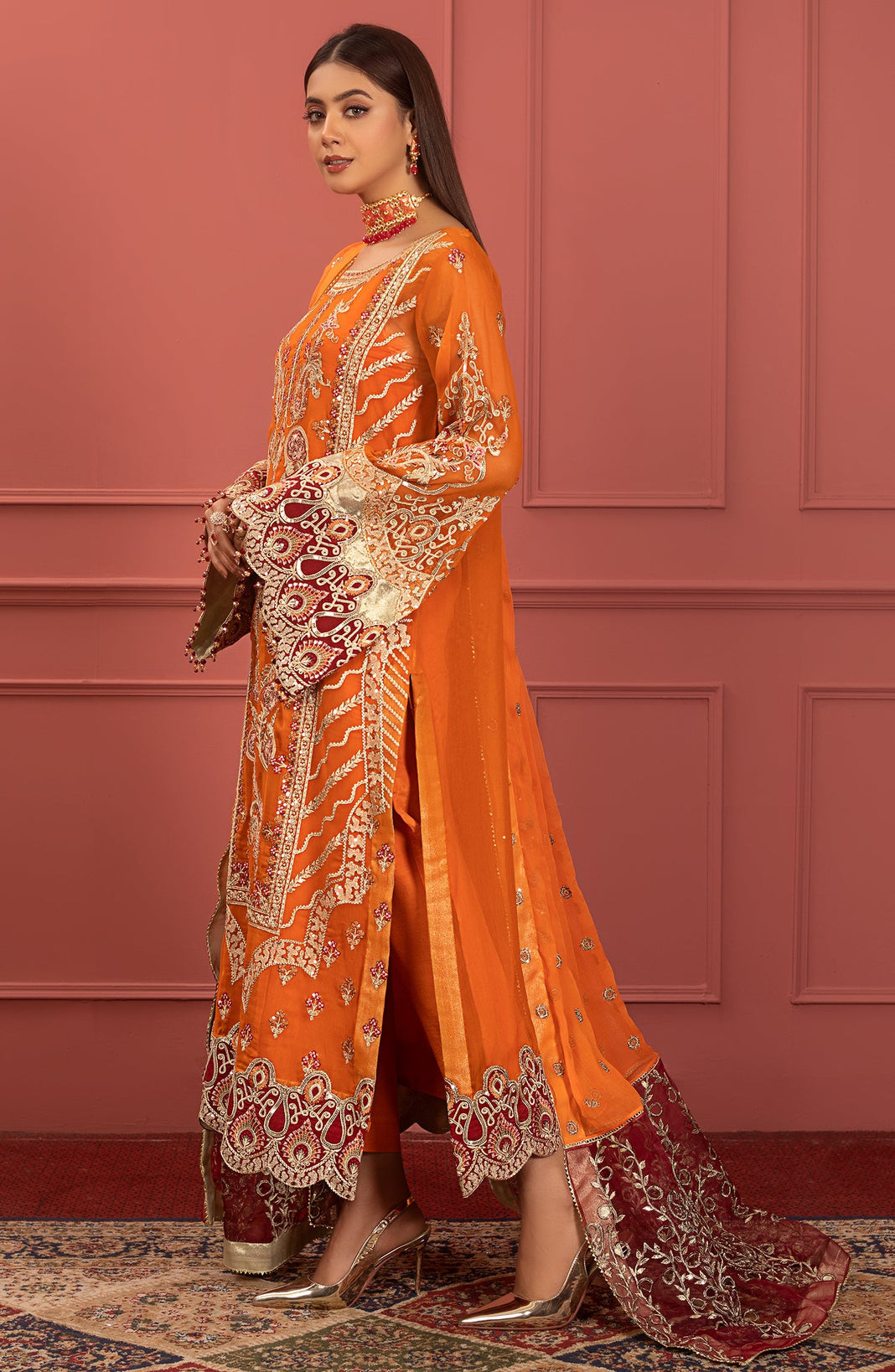 Organza Embroidered Frock Suit Pakistani Party Dress – Nameera by Farooq