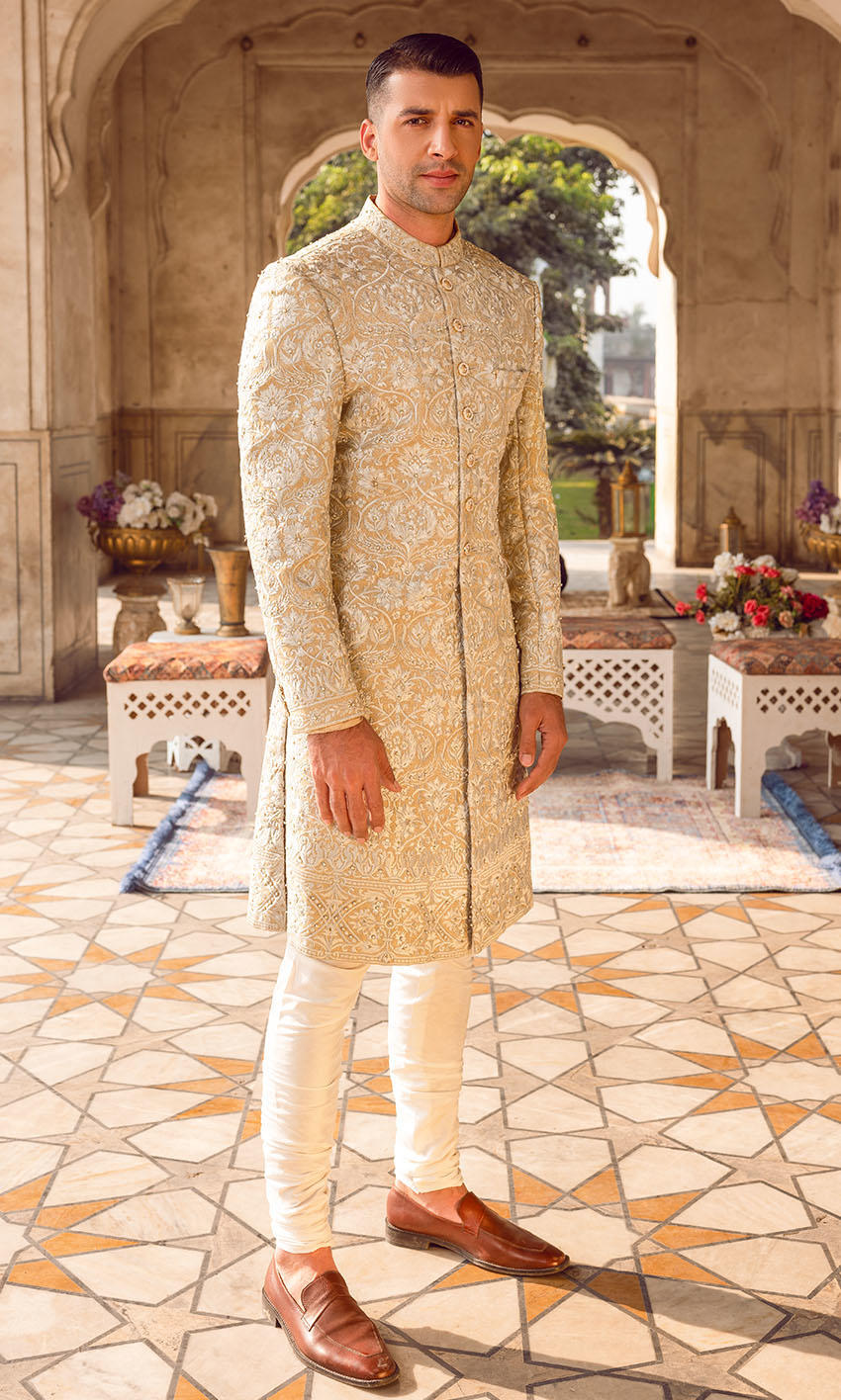 Buy Embroidered Pakistani Groom Sherwani Dress for Wedding – Nameera by ...