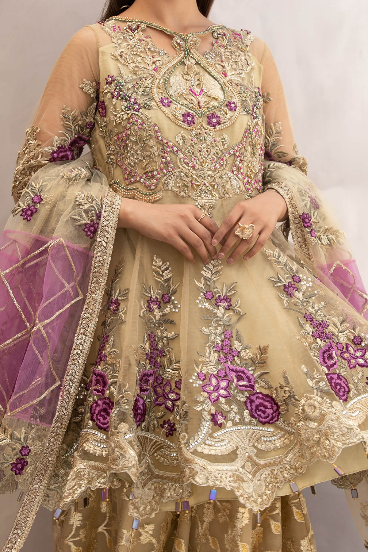 Traditional Embroidered Pakistani Party Dress in Peplum Frock and Ghar ...