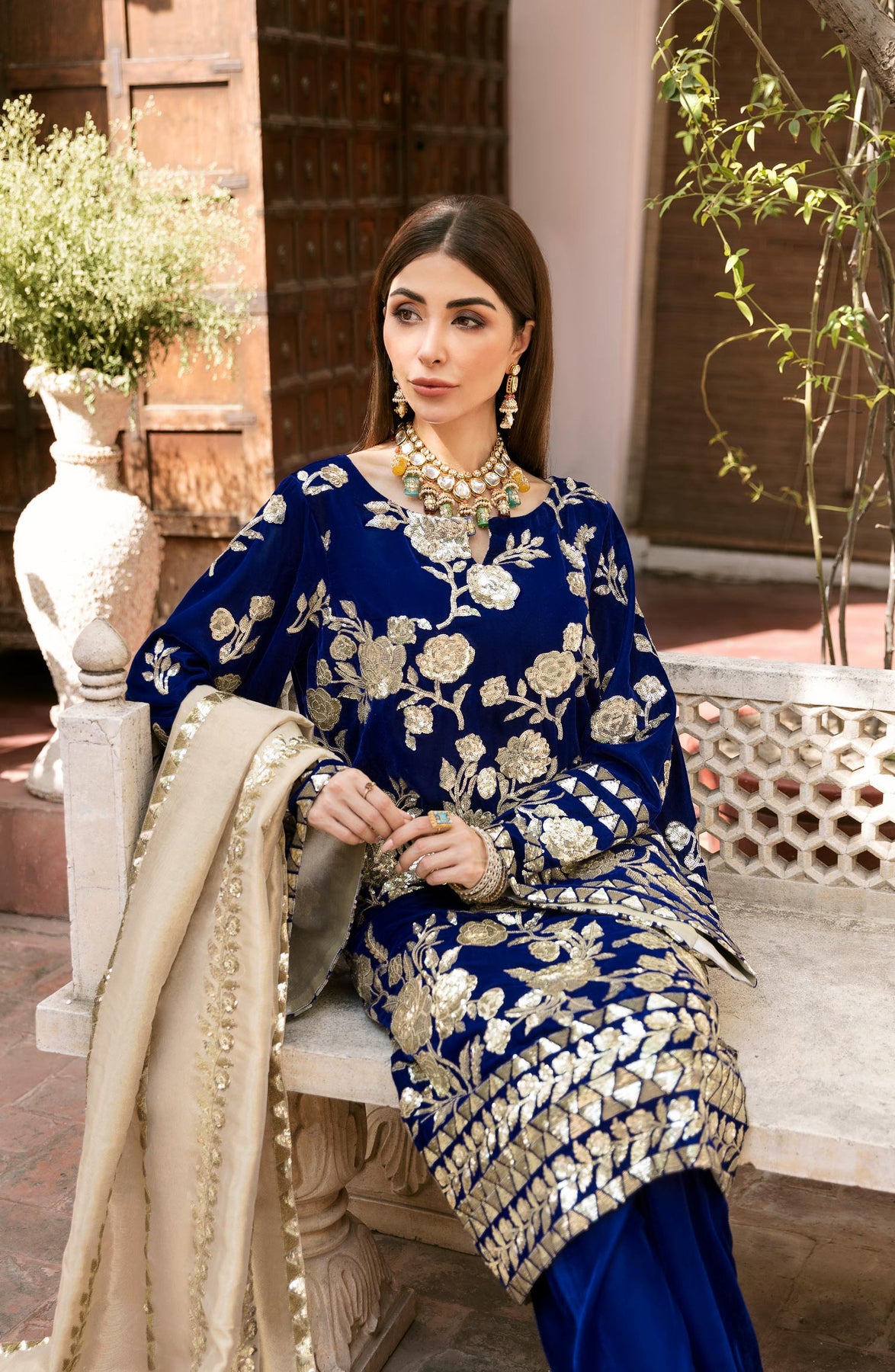 Embroidered Salwar Kameez in Royal Blue Shade by Designer – Nameera by ...