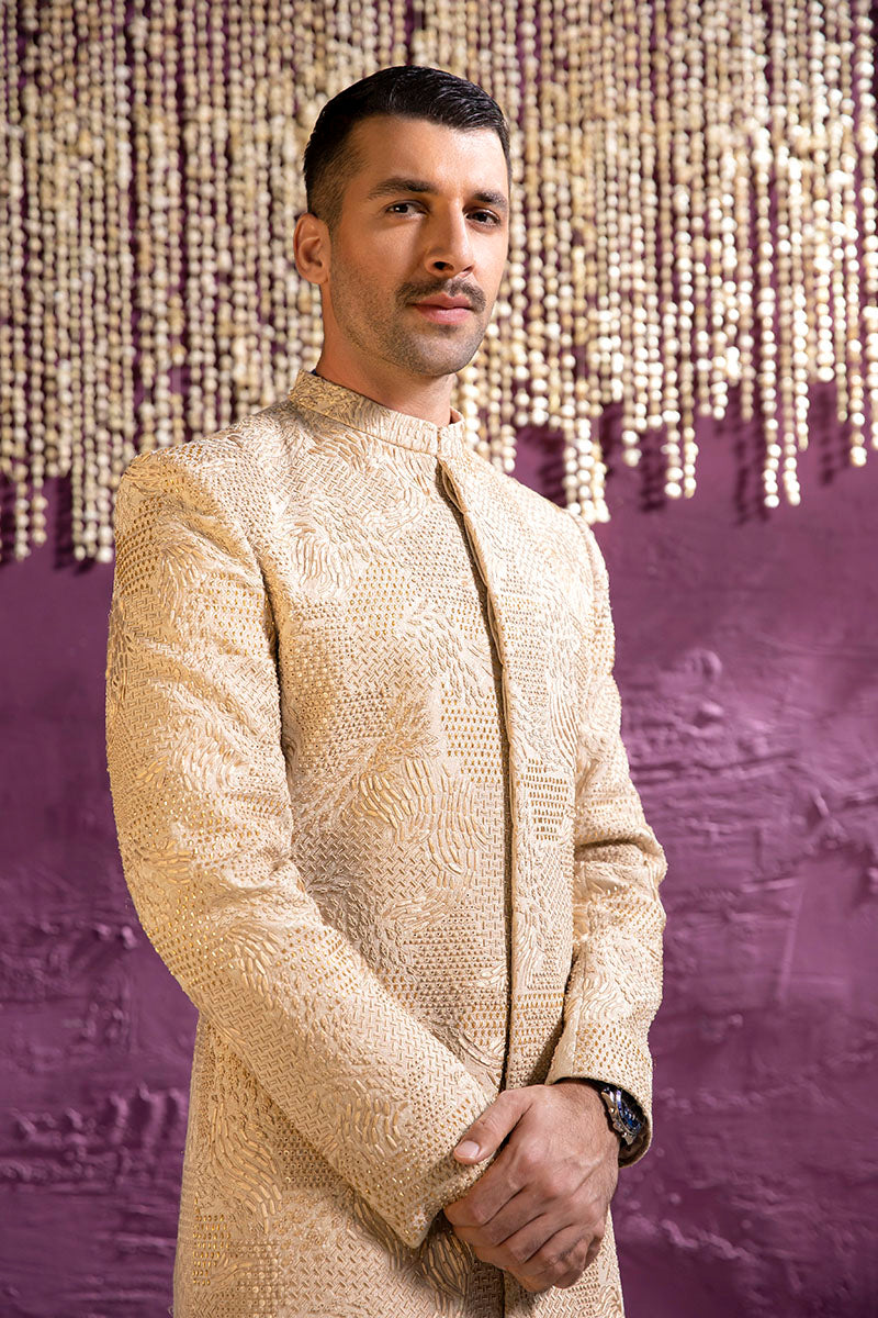 Buy Embroidered White Sherwani Pakistani Groom Dress New York – Nameera ...
