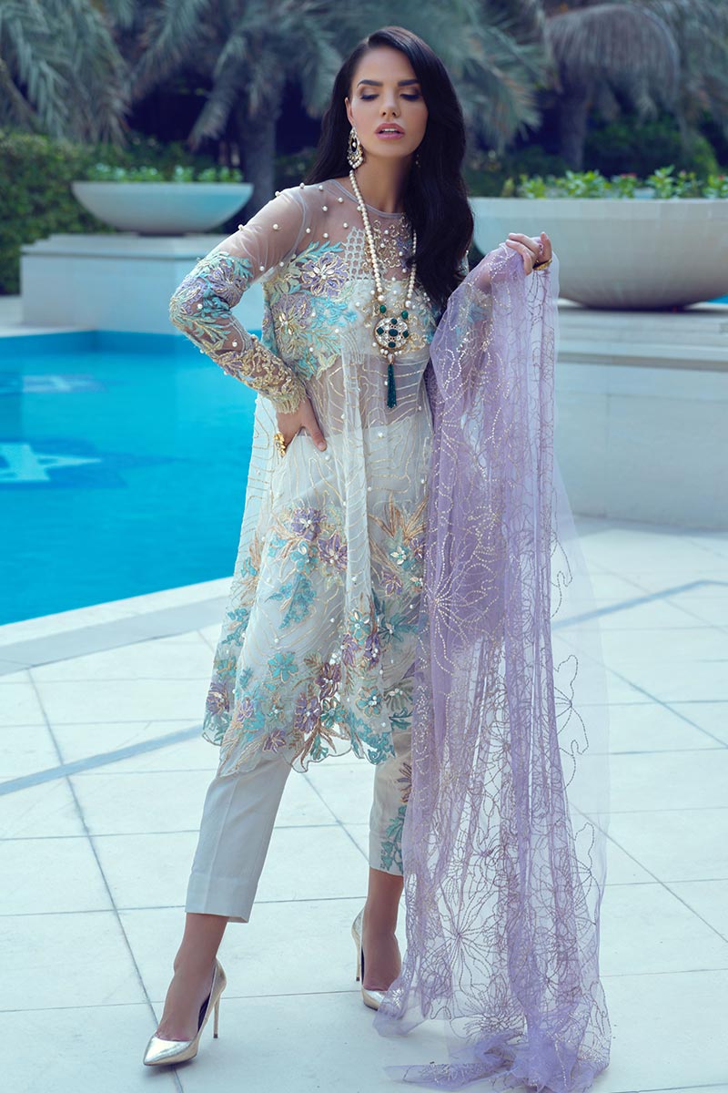 Embroidered party dress with pearls perfect for party wear – Nameera by ...