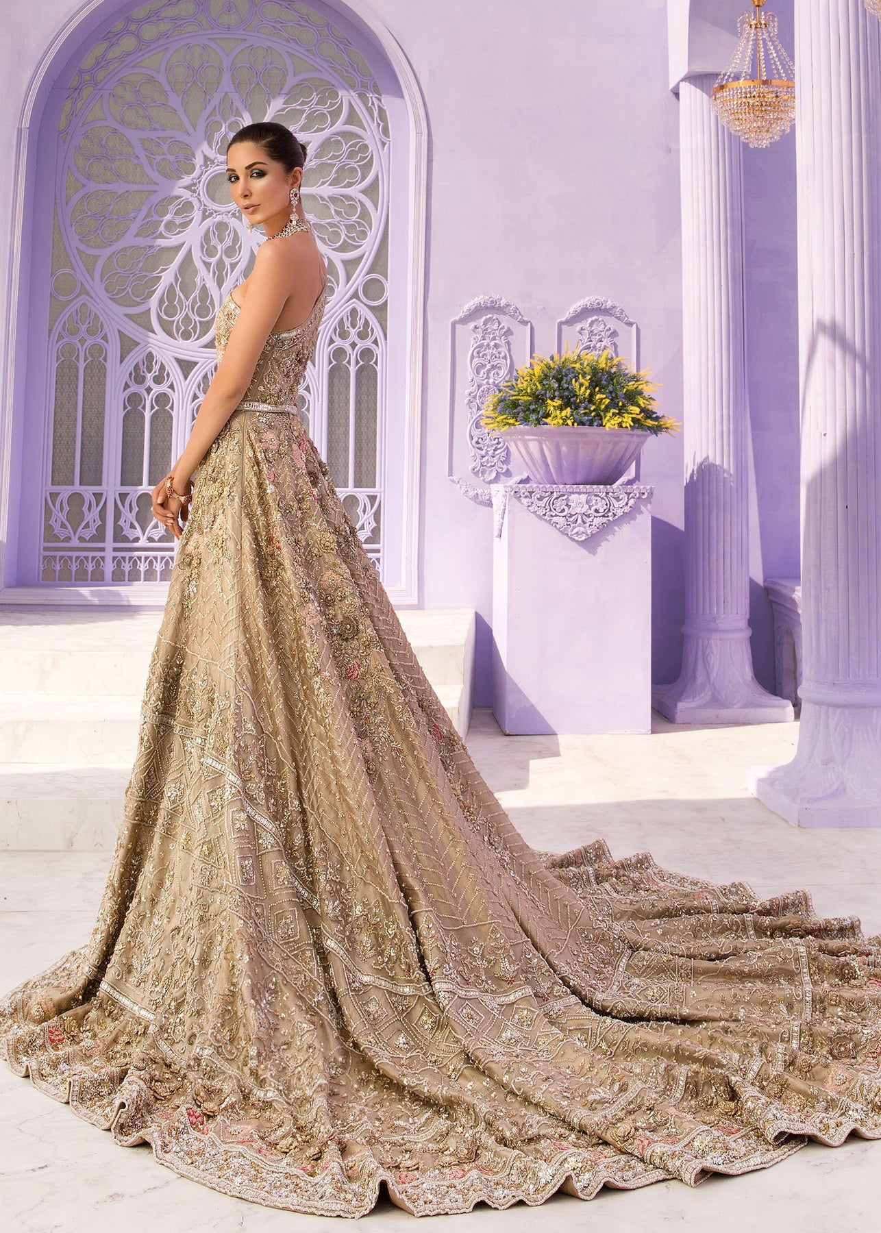 Embroidered bridal maxi With Resham and Crystal Work – Nameera by Farooq