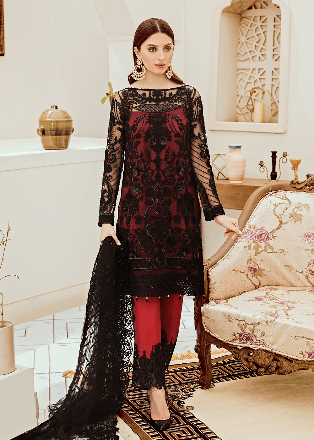 Fancy net dresses fully embellished with embroidery – Nameera by Farooq