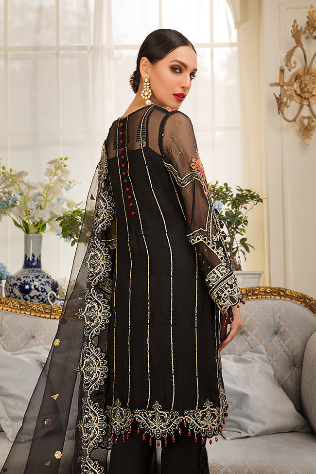 Buy Pakistani Eid Dress In Elegant Black Online – Nameera by Farooq
