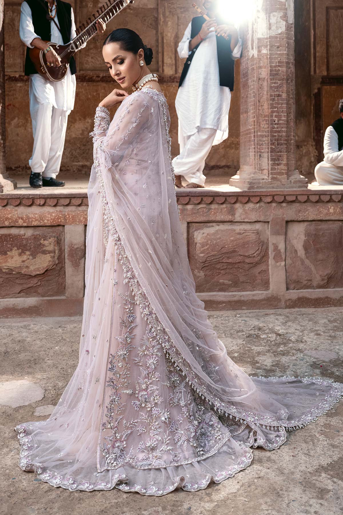 Flesh Pink Sharara Shirt Pakistani Wedding Party Wear – Nameera by Farooq