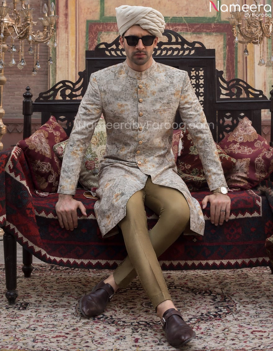 Pakistani Wedding Wear Rich Floral Sherwani Suits for Men – Nameera by ...