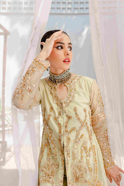 Buy Elegant Front Open Gown Pakistani Dress for Wedding – Nameera by Farooq