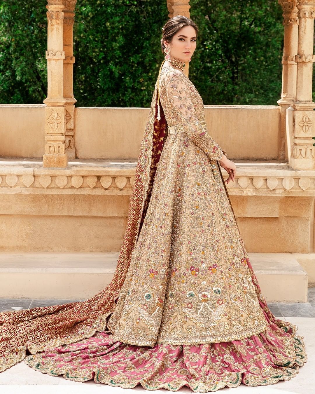Buy Front Open Gown Pakistani with Bridal Lehenga Dress – Nameera by Farooq