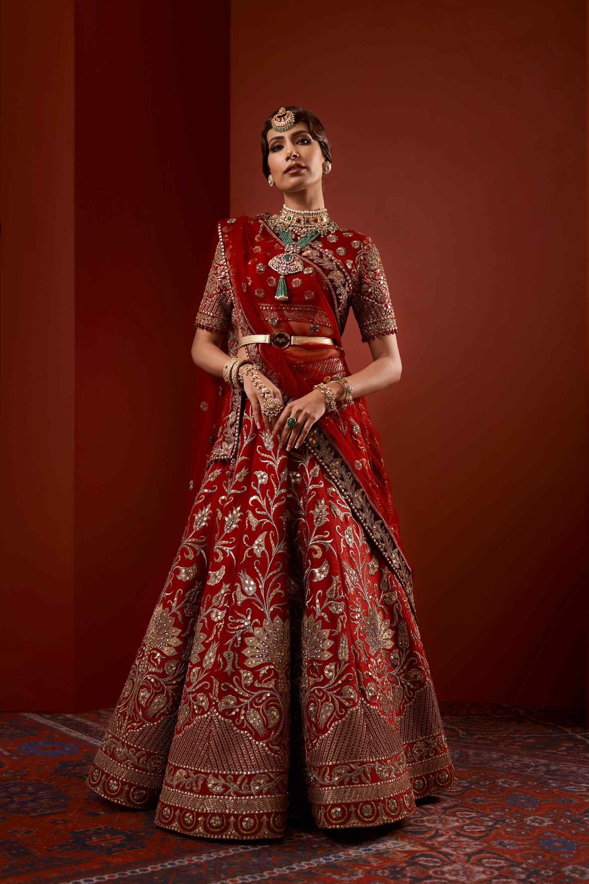 Heavy Bridal Red and Golden Lehenga Choli Dress for Barat – Nameera by ...