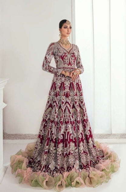 Heavy Designer Indian Red Bridal Lehenga Gown in Zardozi Work – Nameera ...