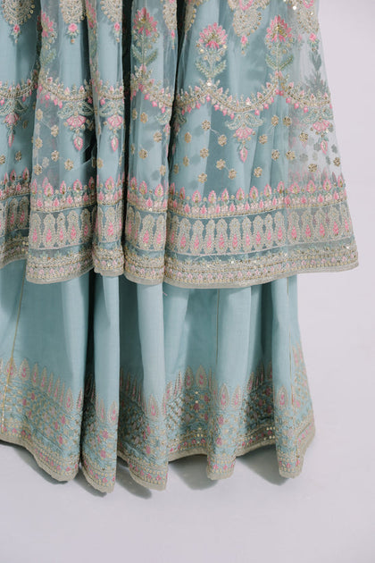 Embellished Ice Blue Traditional Pishwas for Indian Wedding Wear ...