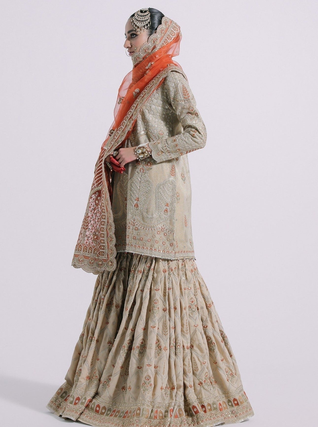 Heavy Traditional Rust Orange Sharara for Indian Bridal Wear – Nameera ...