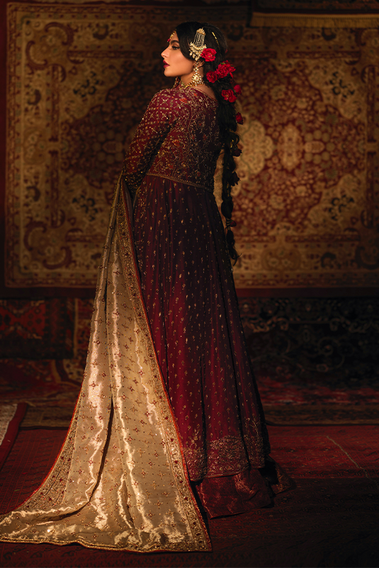 Designer Embellished Indian Bridal Wear Maroon Lehenga Gown – Nameera ...
