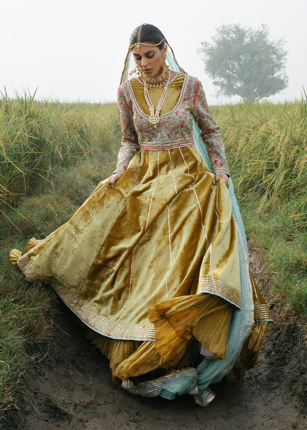 Buy Indian Bridal Velvet Froke Dress for Wedding Online – Nameera by Farooq