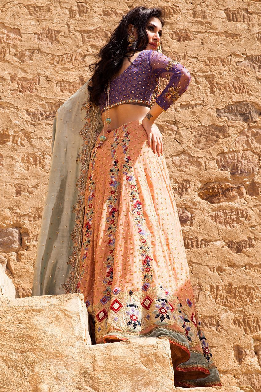 Indian ghaghra choli dress with sequins and zardozi – Nameera by Farooq