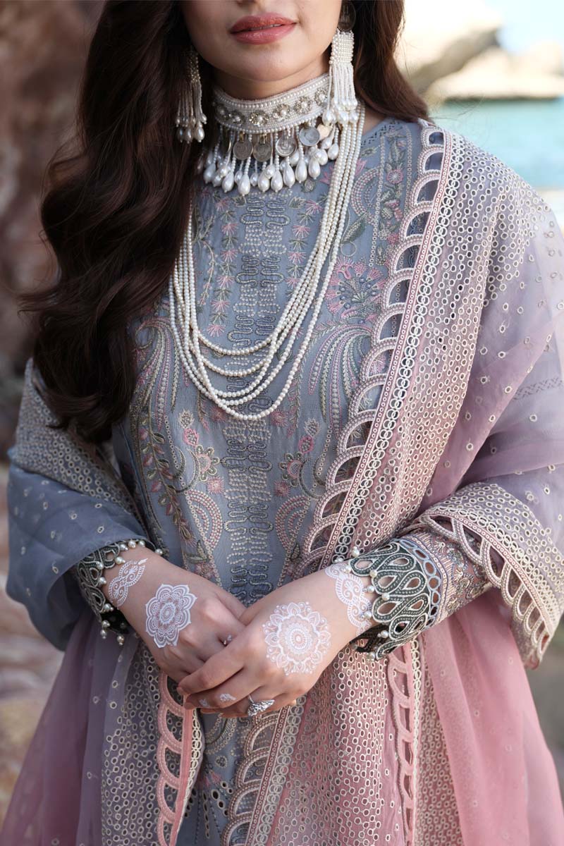 Grey Kameez Trouser Embroidered Pakistani Eid Dress – Nameera by Farooq