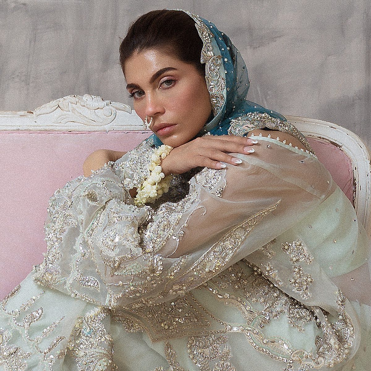 Kameez Trouser Pakistani Wedding Dress in Blue Color – Nameera by Farooq