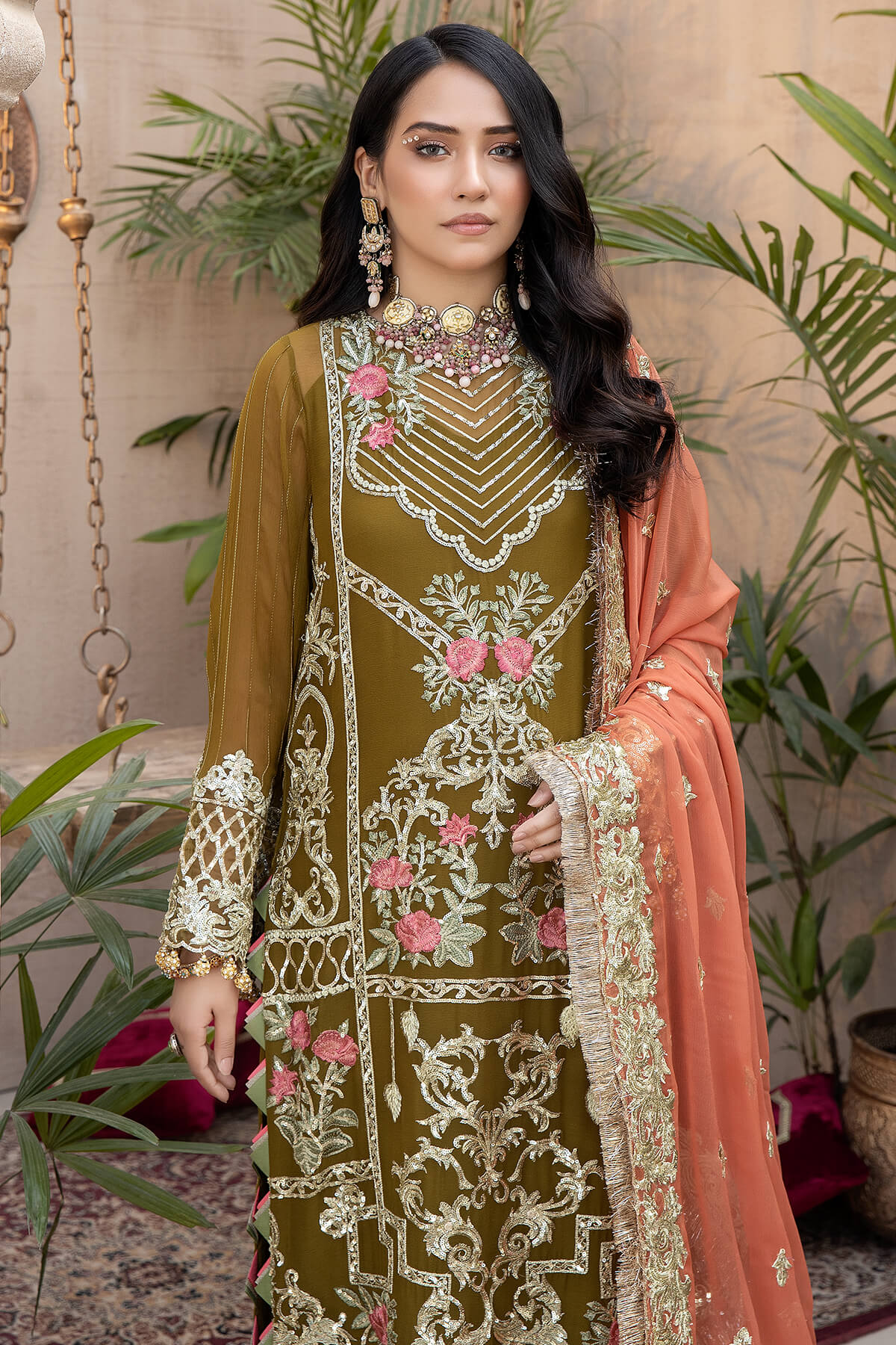 Elegant Embroidered Chiffon Dress Pakistani for Eid – Nameera by Farooq