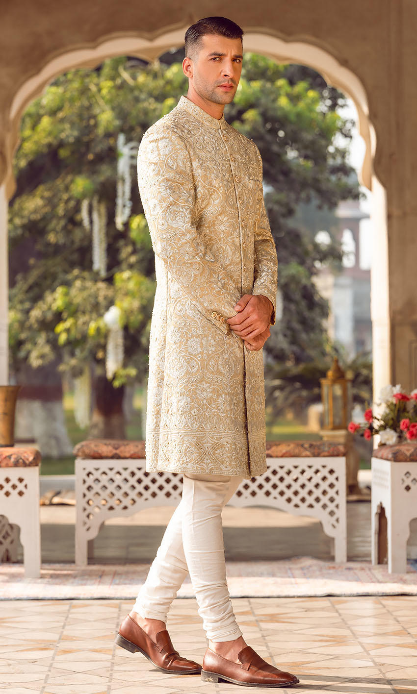 Buy Embroidered Pakistani Groom Sherwani Dress for Wedding – Nameera by ...