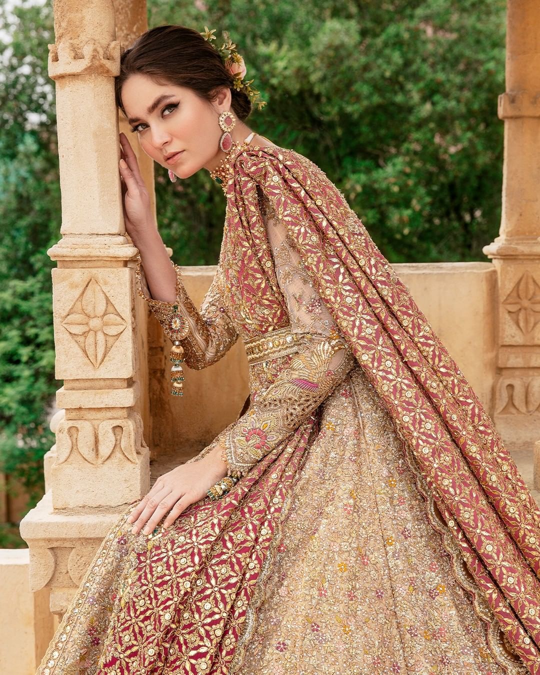 Buy Front Open Gown Pakistani with Bridal Lehenga Dress – Nameera by Farooq