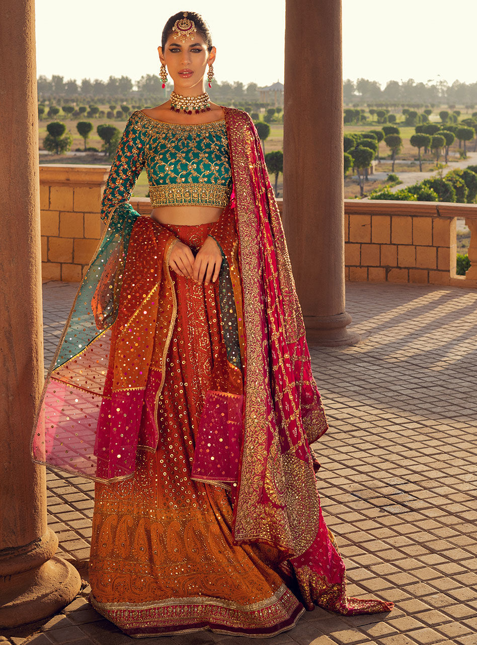 Latest Indian Bridal Lehenga Choli Wedding Dress for Mehndi – Nameera ...