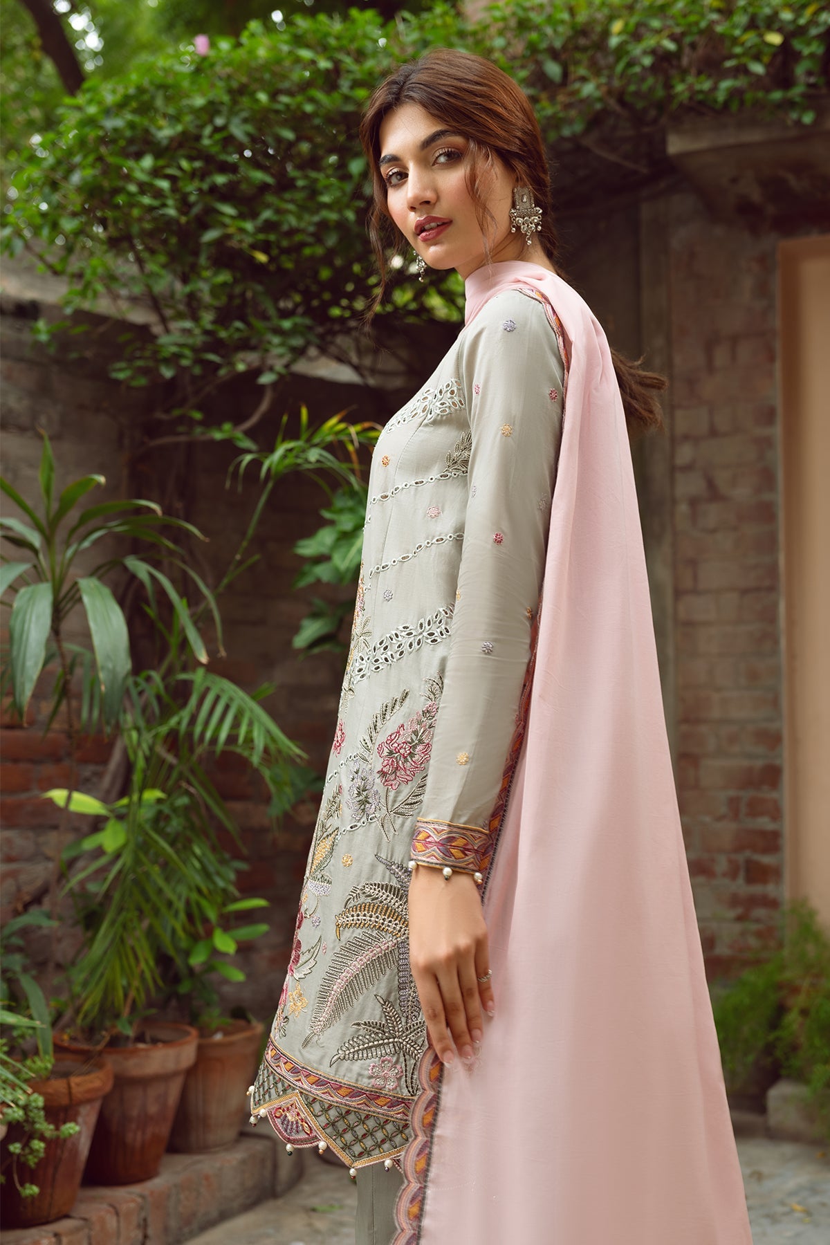 Pakistani Embroidered Dress in Kameez Trouser Style – Nameera by Farooq