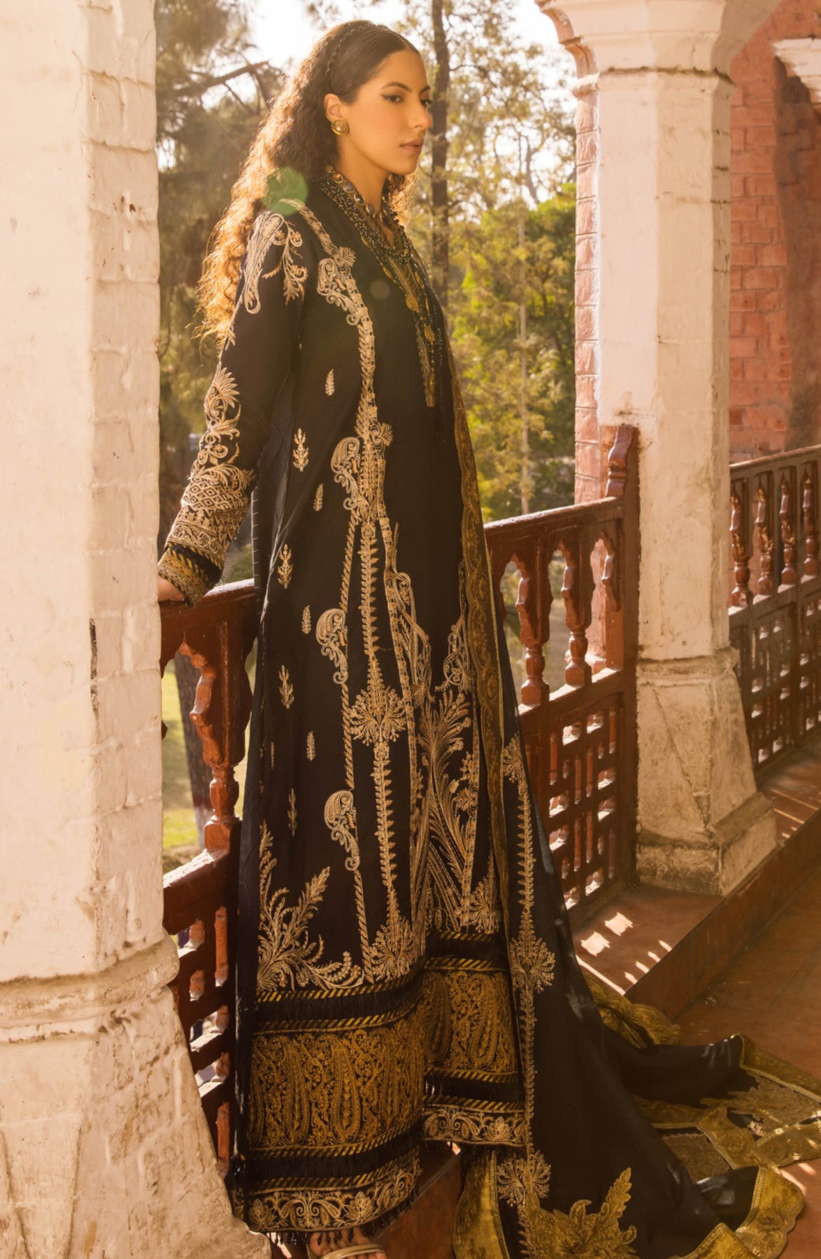 Pakistani Lawn Suit in Black Kameez and Trouser Style – Nameera by Farooq