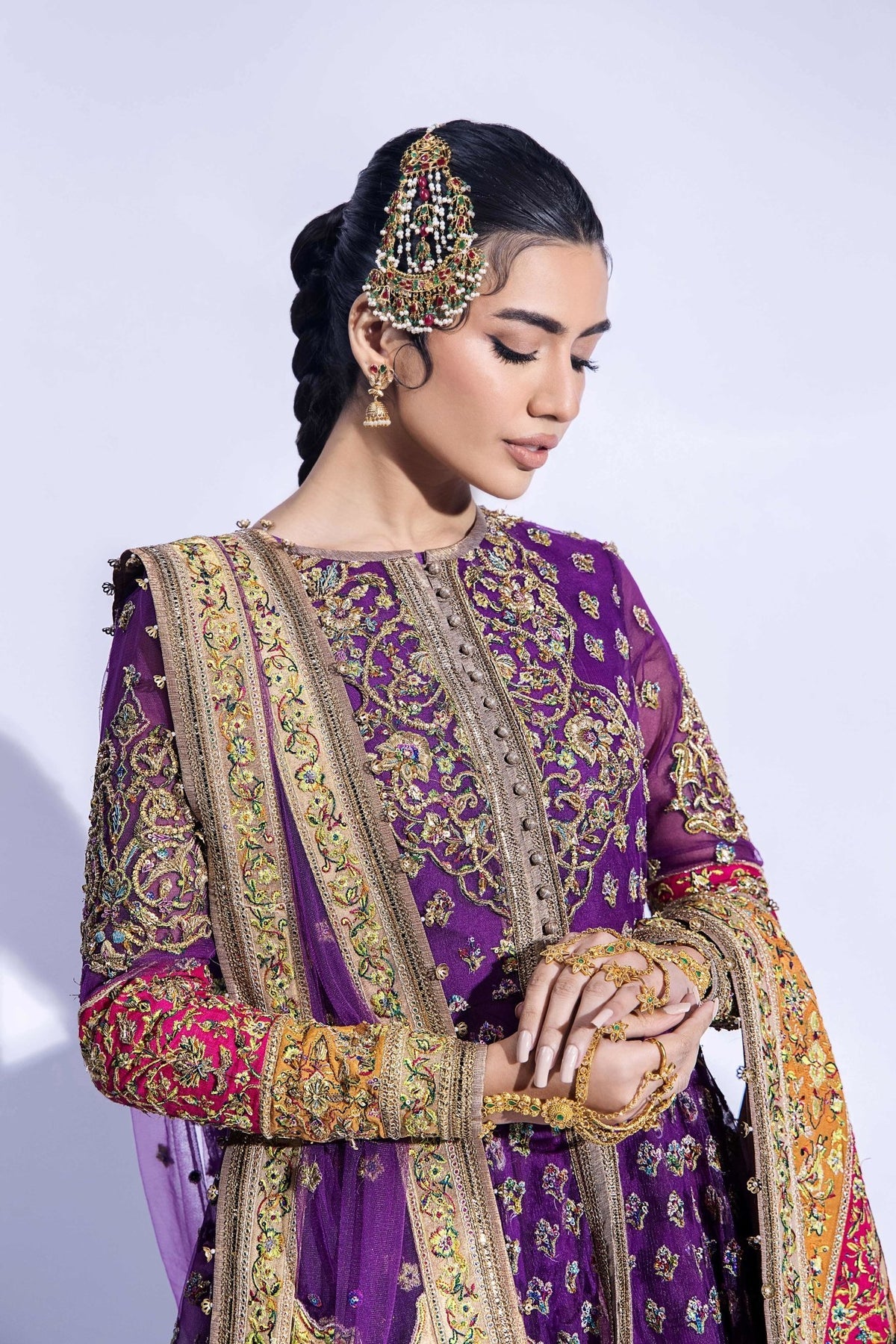 Pakistani Mehndi Dress in Jacket and Sharara Style – Nameera by Farooq