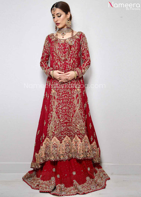 Buy Latest Pakistani Red Dress for Bride with Embroidery Online ...