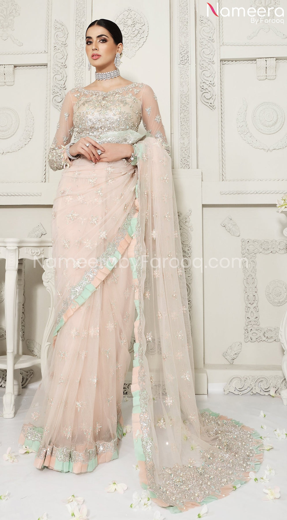 Latest Pakistani Saree for Girls with Embroidery Online 2021 – Nameera ...