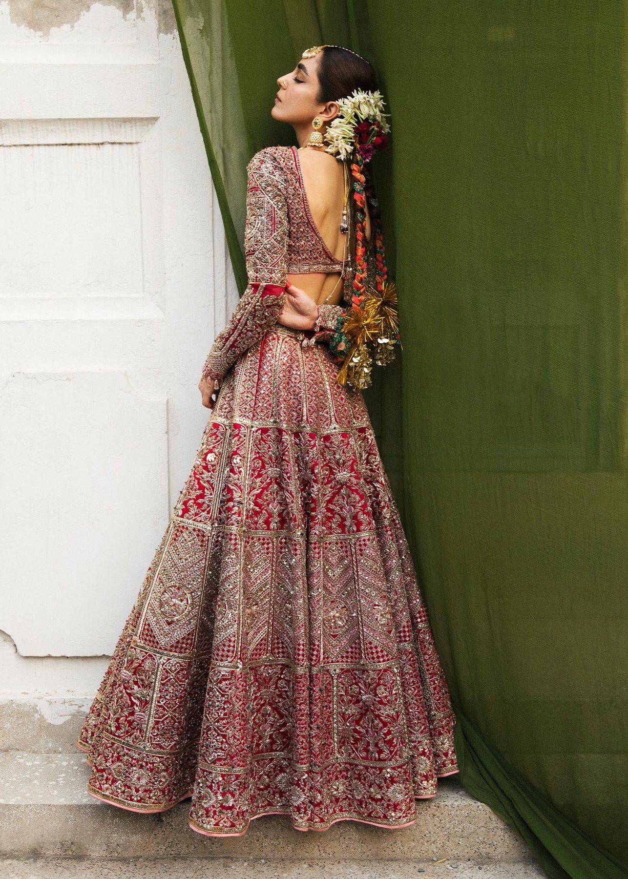 Red Lehenga Choli and Dupatta Bridal Wedding Dress – Nameera by Farooq
