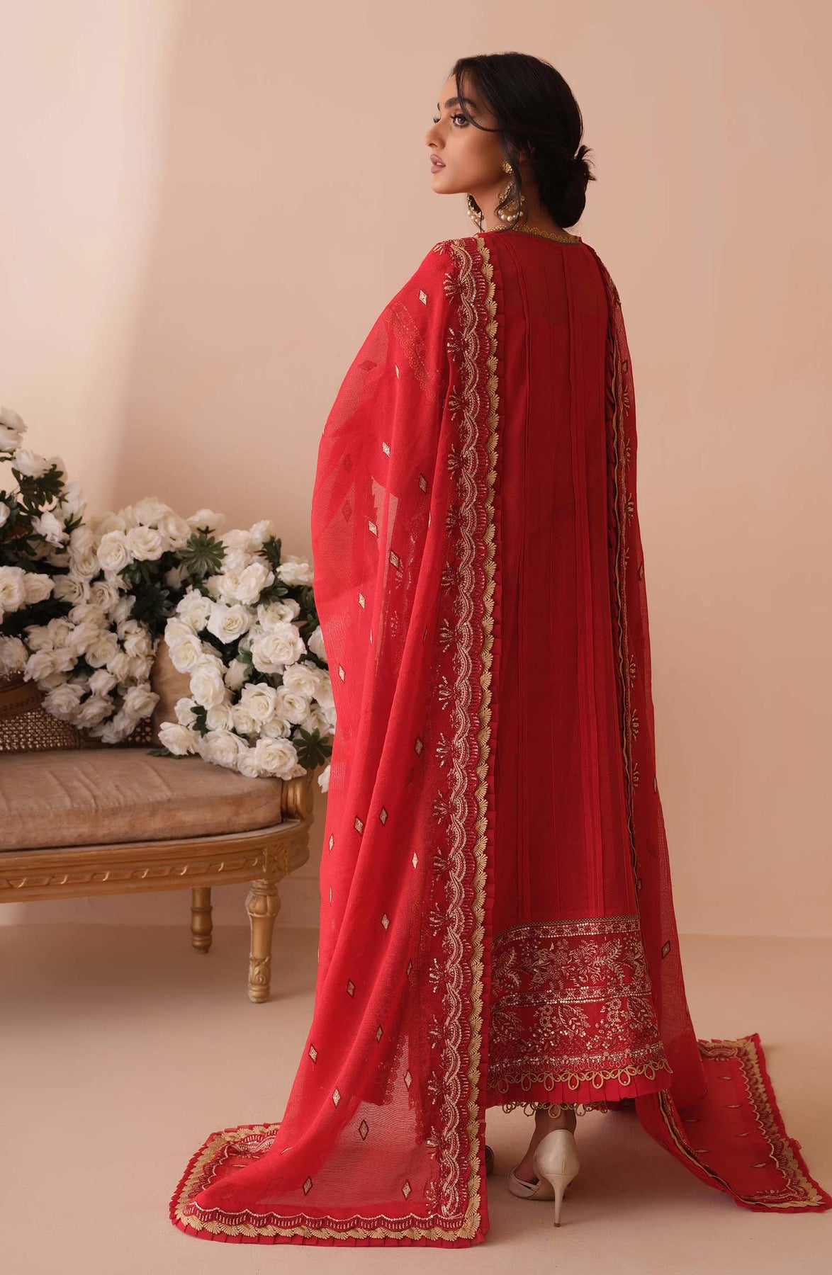 Traditional Red Dress Pakistani in Kameez Trouser Style Online ...